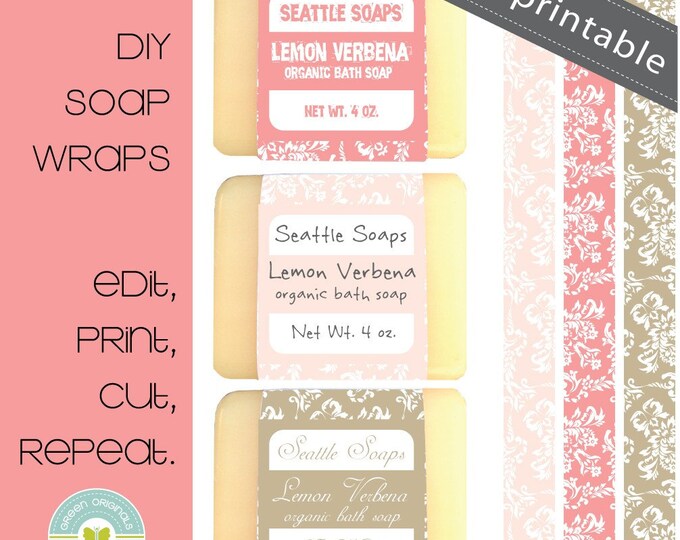 DIY Printable Soap Wraps Editable PDF Set of 3 Paper Designs Select ...