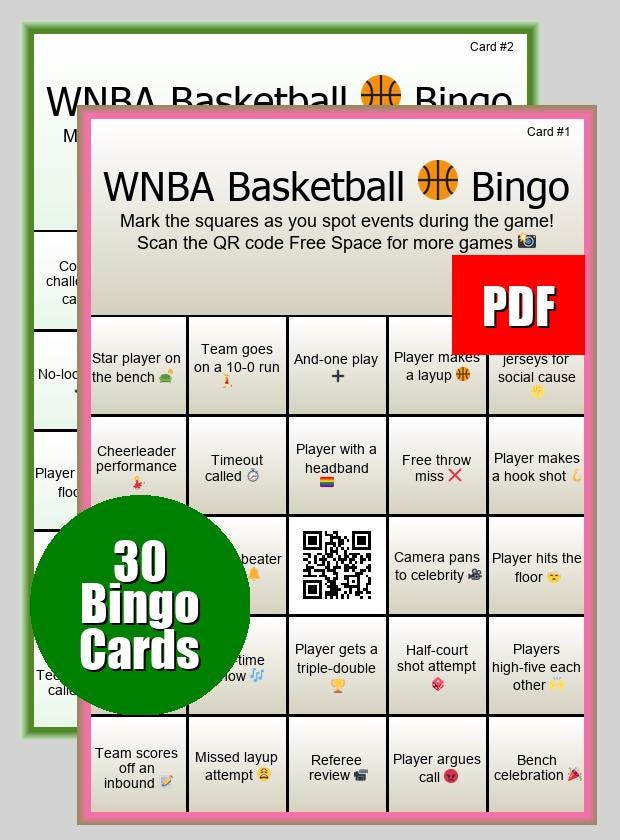 WNBA Bingo Watch Party Bingo Women's Basketball Downloadable Pdf ...