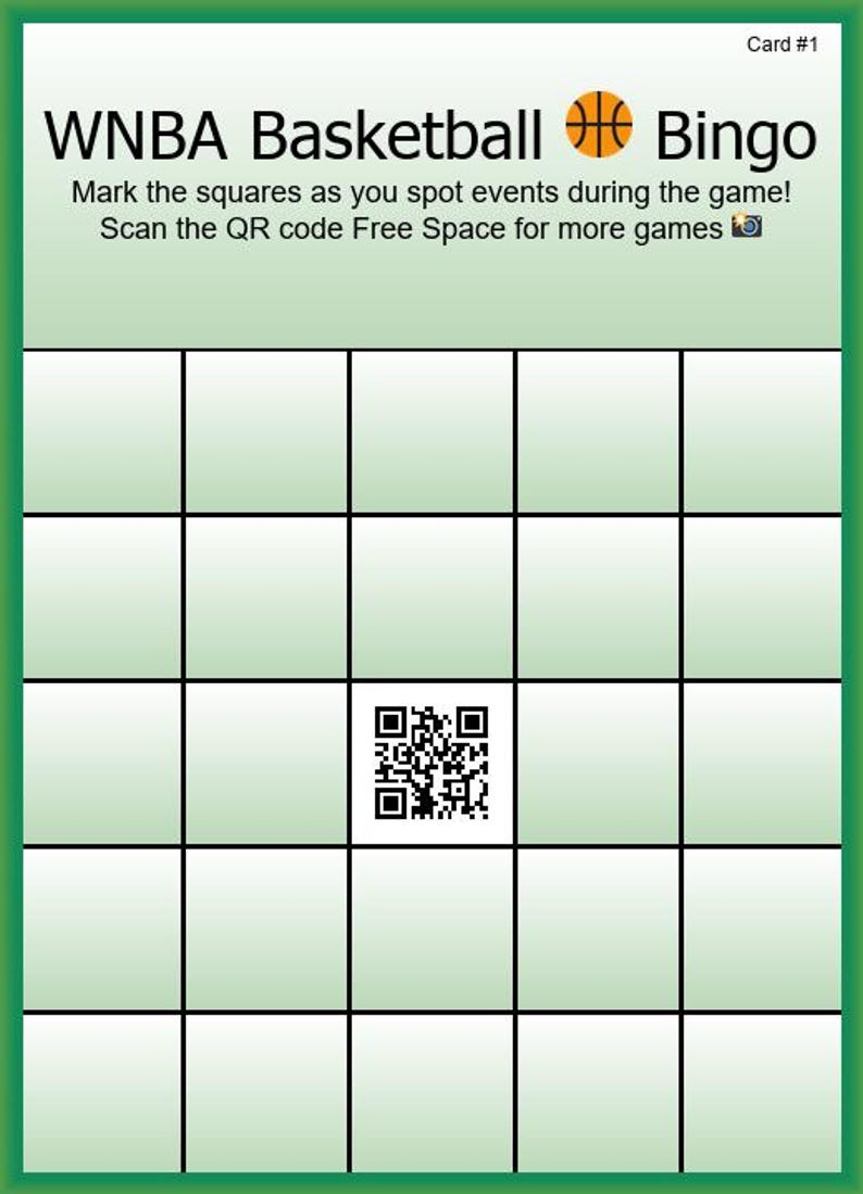 WNBA Bingo Watch Party Bingo Women's Basketball Downloadable Pdf ...
