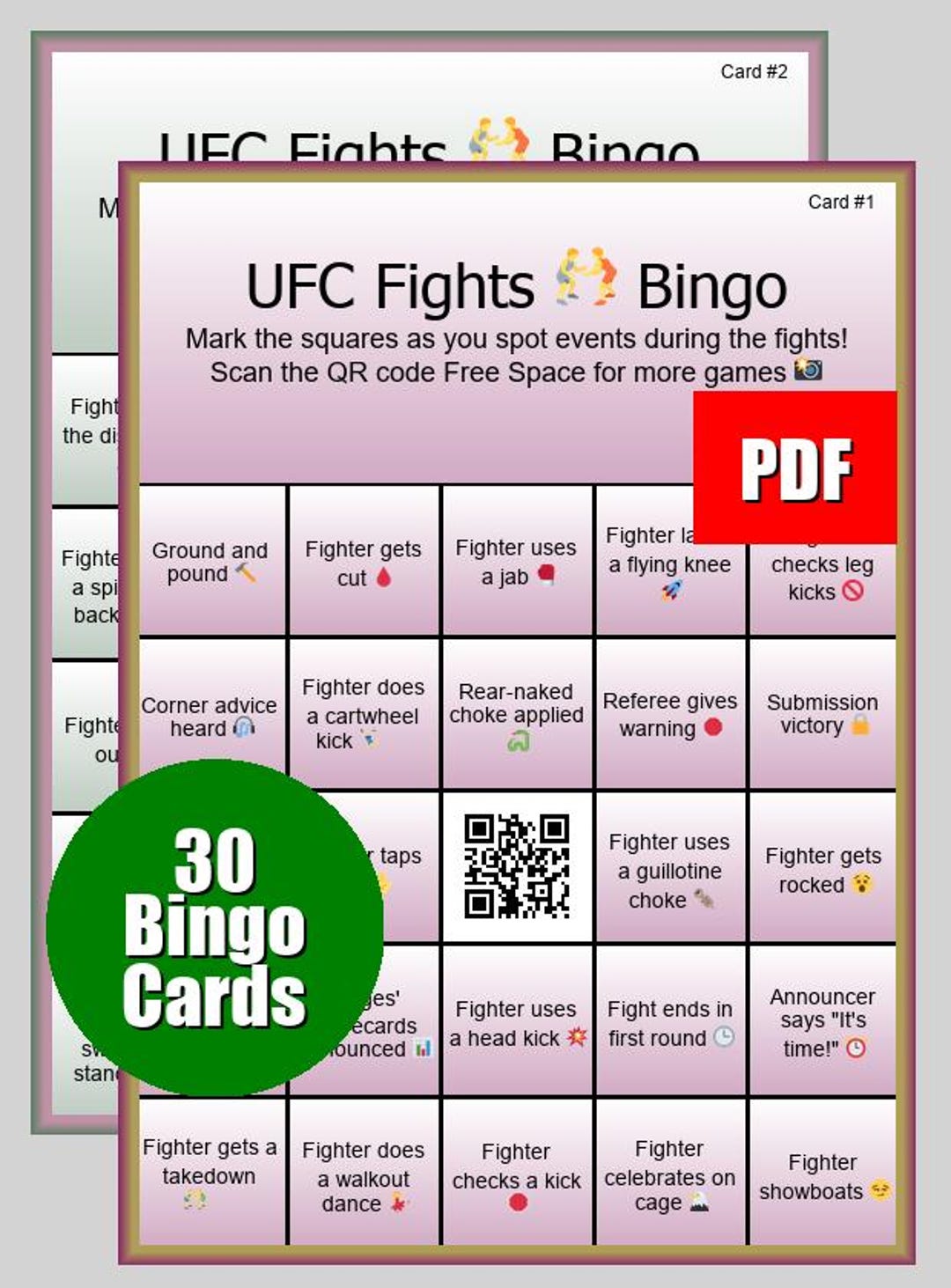 UFC Bingo | Watch Party Bingo | Ultimate Fighting Championship ...