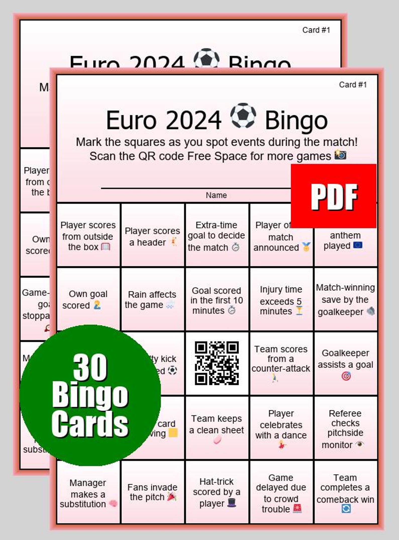 Euro 2024 Soccer Football Bingo Cards Bingo Watch Party More Fun ...