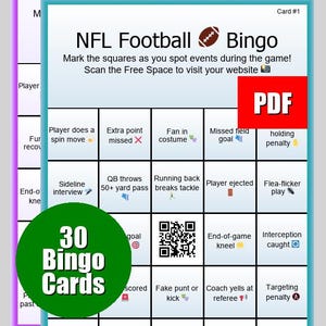 NFL Football Bingo Watch Party Bingo National Football League ...