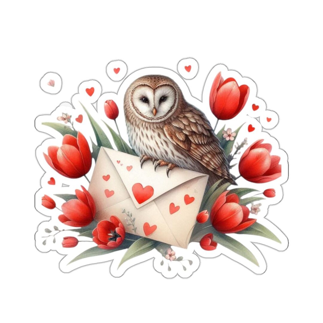 Adorable Owl Love Letter Kiss-cut Stickers, Romantic Gift, Laptop Decor ...