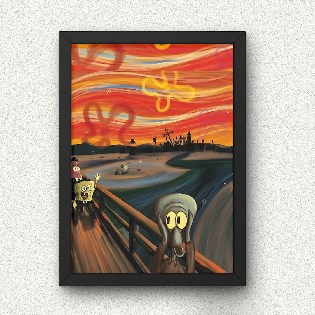 Sponge Bob Painting Print Abstract Wall Art Squidward Canvas Poster ...
