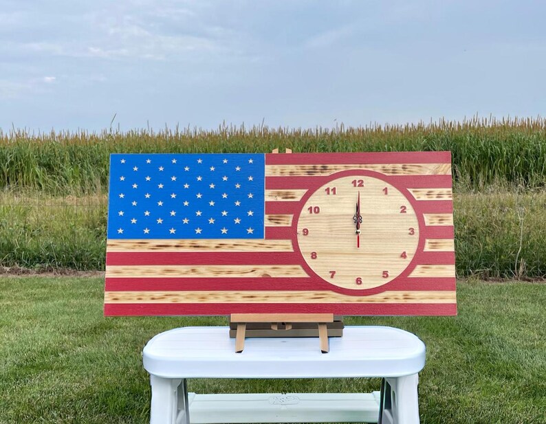 Vintage American Flag Clock - Etsy