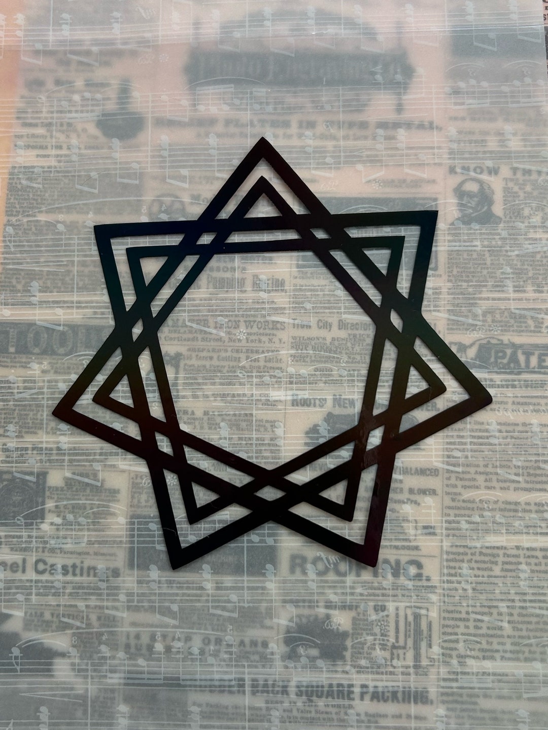 DOUBLE HEPTAGRAM Decal Sticker //black Rainbow Holographic Vinyl ...