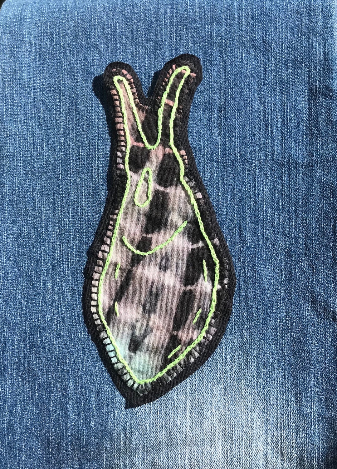 Slug - Dark Tie Dye Patch. UPCYCLED. Hand Embroidered Patch. Sew on ...