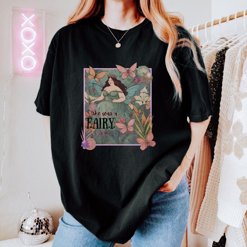 Vintage Plus Size Fairy Shirt, Cute Oversized Shirt, Back to College Tee, College Girl Shirts ...