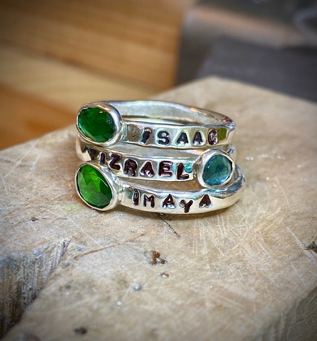 Personalized Birthstone Stacking Rings - Etsy