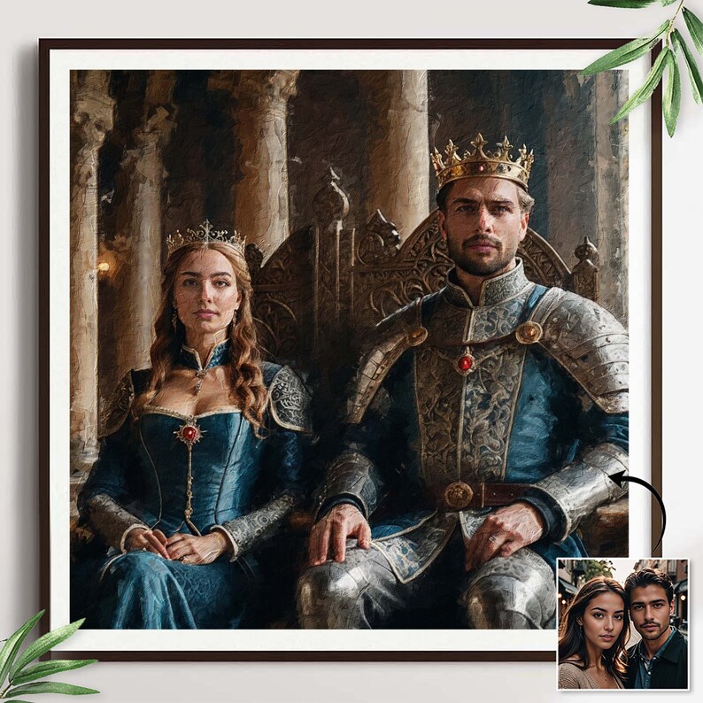 Medieval Royal Couple, Personalized Photo Portrait, Custom Artistic ...
