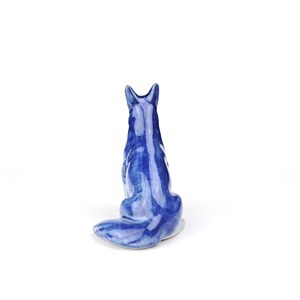 Hand Paint Delft Blue German Shepherd Ceramic Figurine - Alsatian Dog ...