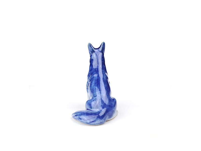 Hand Paint Delft Blue German Shepherd Ceramic Figurine - Alsatian Dog ...