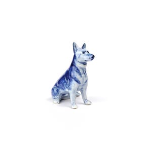 Hand Paint Delft Blue German Shepherd Ceramic Figurine - Alsatian Dog ...