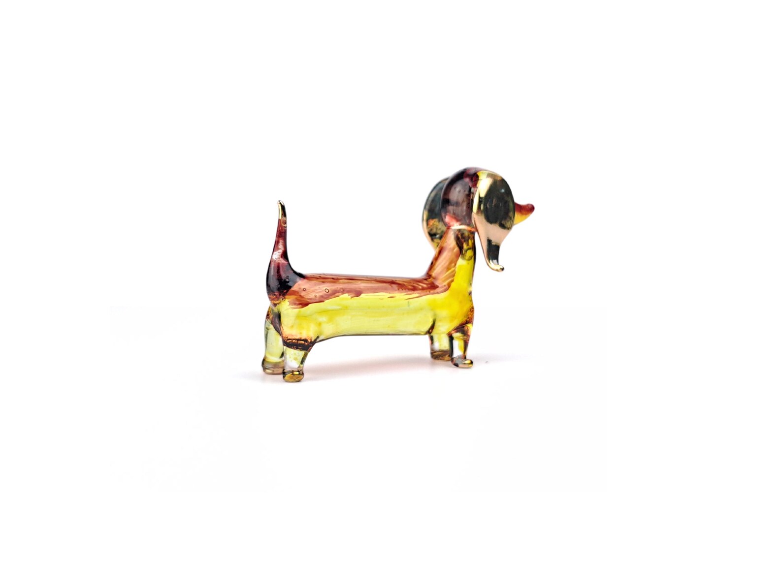 Handmade Tiny Adorable Dachshund Glass Blown Figurine Miniature Dog ...
