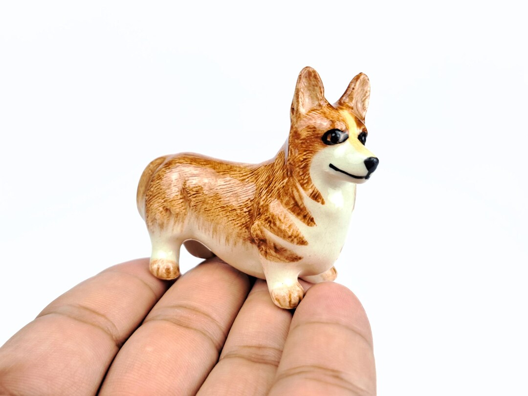Tiny Ceramic Corgi Figurine - Miniature Corgi, Corgi Lover Gift, Dog ...