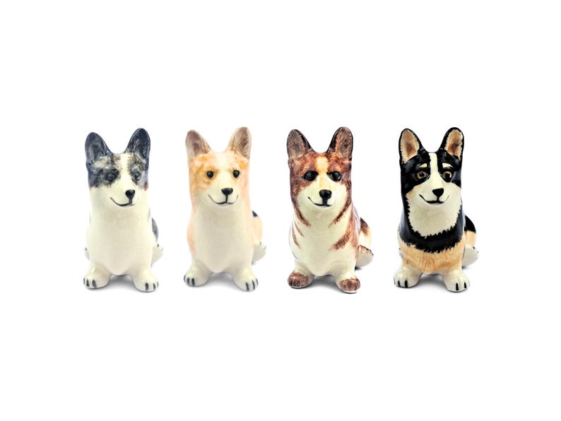 Hand-painted Ceramic Corgi Figurine: Miniature Dog Decor - Etsy
