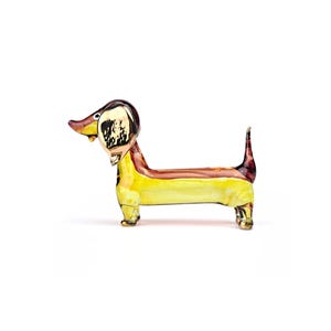 Handmade Tiny Adorable Dachshund Glass Blown Figurine Miniature Dog ...