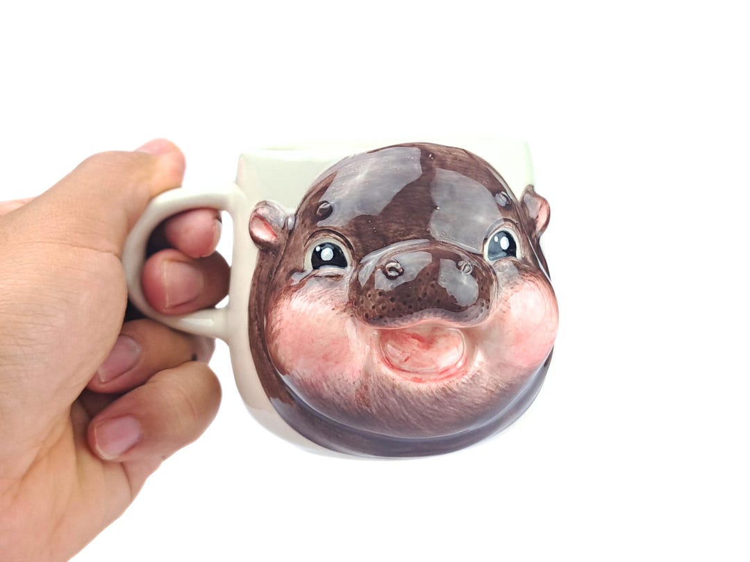 Pygmy Hippo Moo Deng Mug - Ceramic Hippo Miniature, Cute Hippo Mug, Moo ...