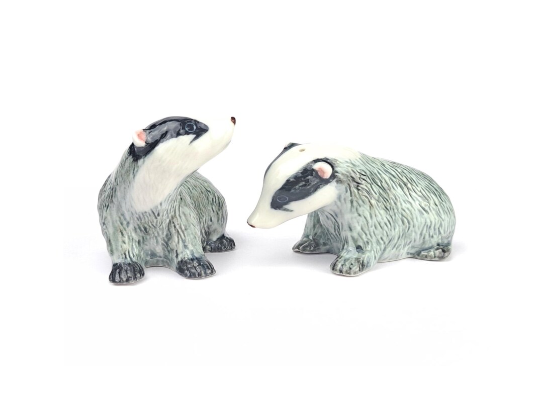 Hand-painted Tiny European Badger Ceramic Salt & Pepper Shakers ...