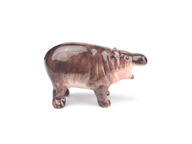 Pygmy Hippo Moo Deng - Ceramic Tiny Hippo Miniature, Cute Hippo Gift ...