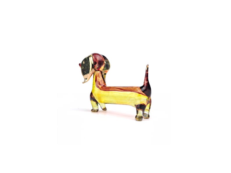 Handmade Tiny Adorable Dachshund Glass Blown Figurine Miniature Dog ...