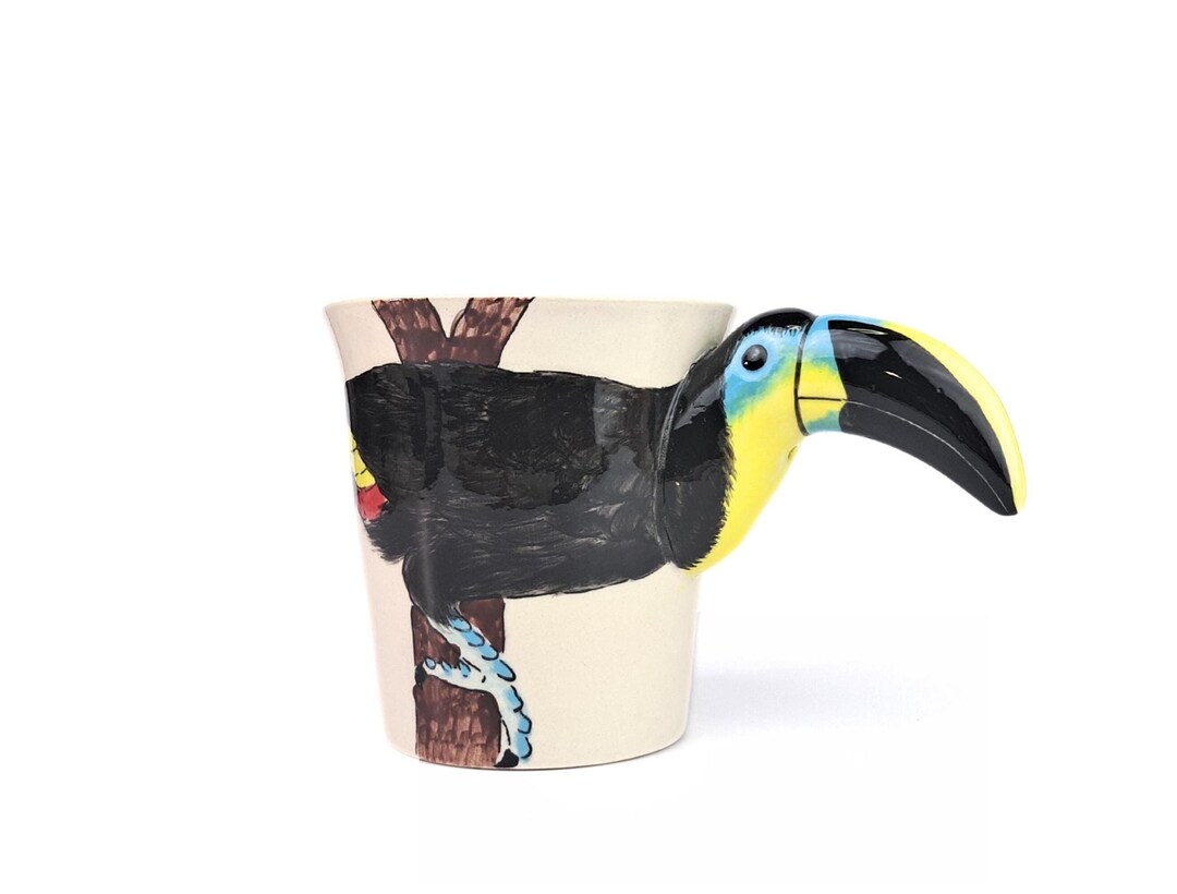 Hand Painted Lifelike Toucan Bird Ceramic Mug - Tropical Bird Lover’s ...