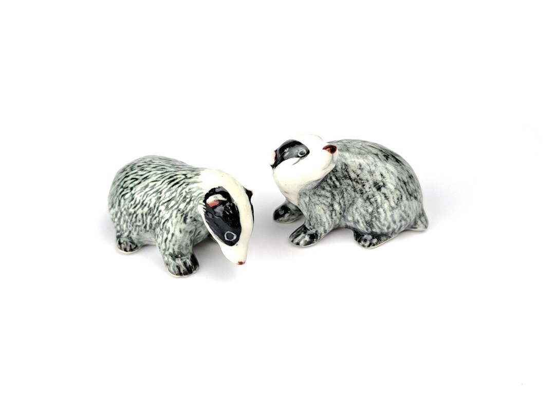 Handmade Badger Couple Set Ceramic Figurine Badger Miniature, Ceramic ...