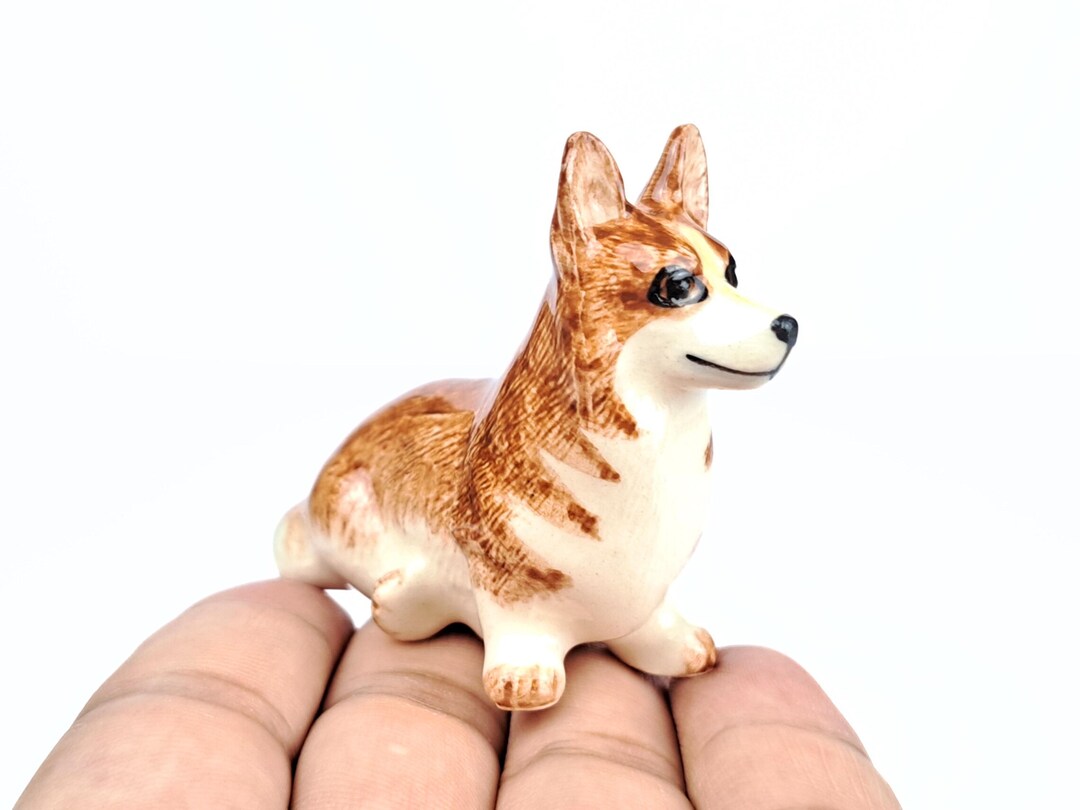 Tiny Corgi Figurine - Corgi Butt, Ceramic Dog Figurine, Miniature Corgi ...