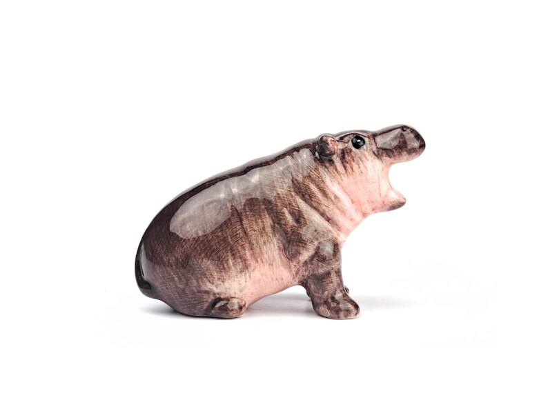 Pygmy Hippo Moo Deng - Ceramic Tiny Hippo Miniature, Cute Hippo Gift ...