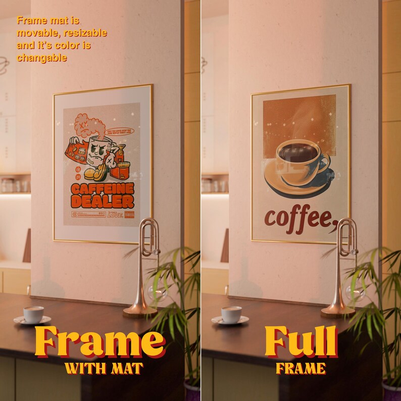 Vertical Frame Mockup PSD: Moody Coffee Poster Template (DIN A Sizes ...
