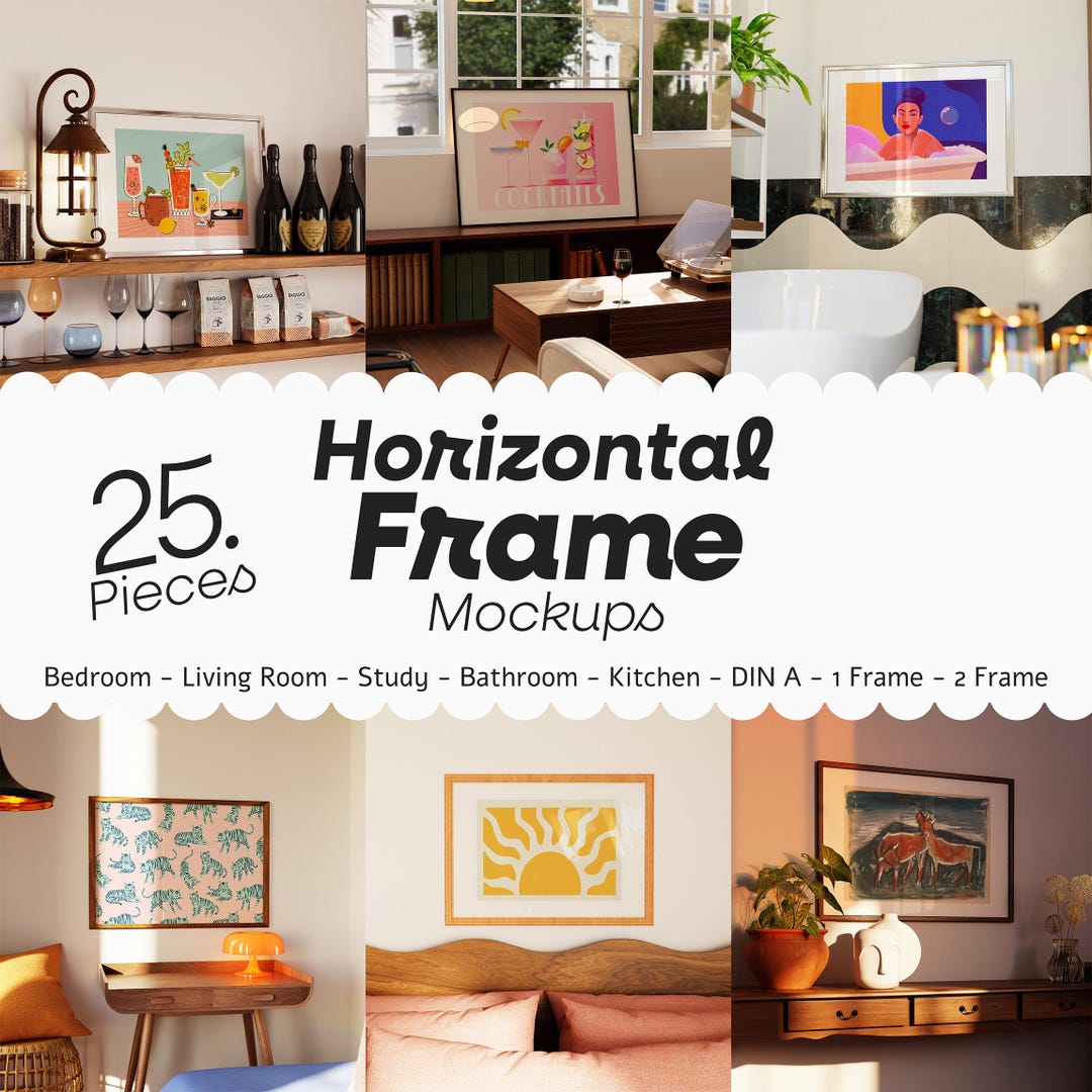25 Horizontal Frame Mockup Bundle – Adjustable Reflections & Lighting ...