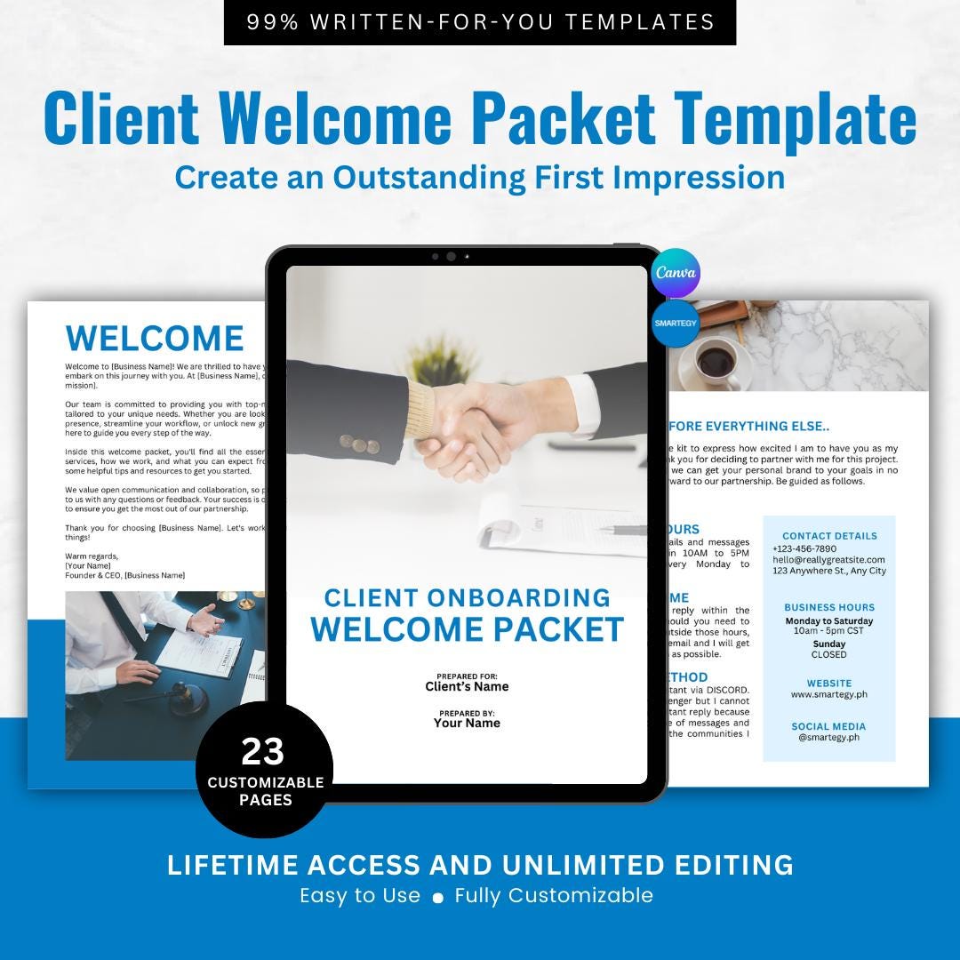 Canva Template Client Welcome Packet, Client Onboarding Welcome ...