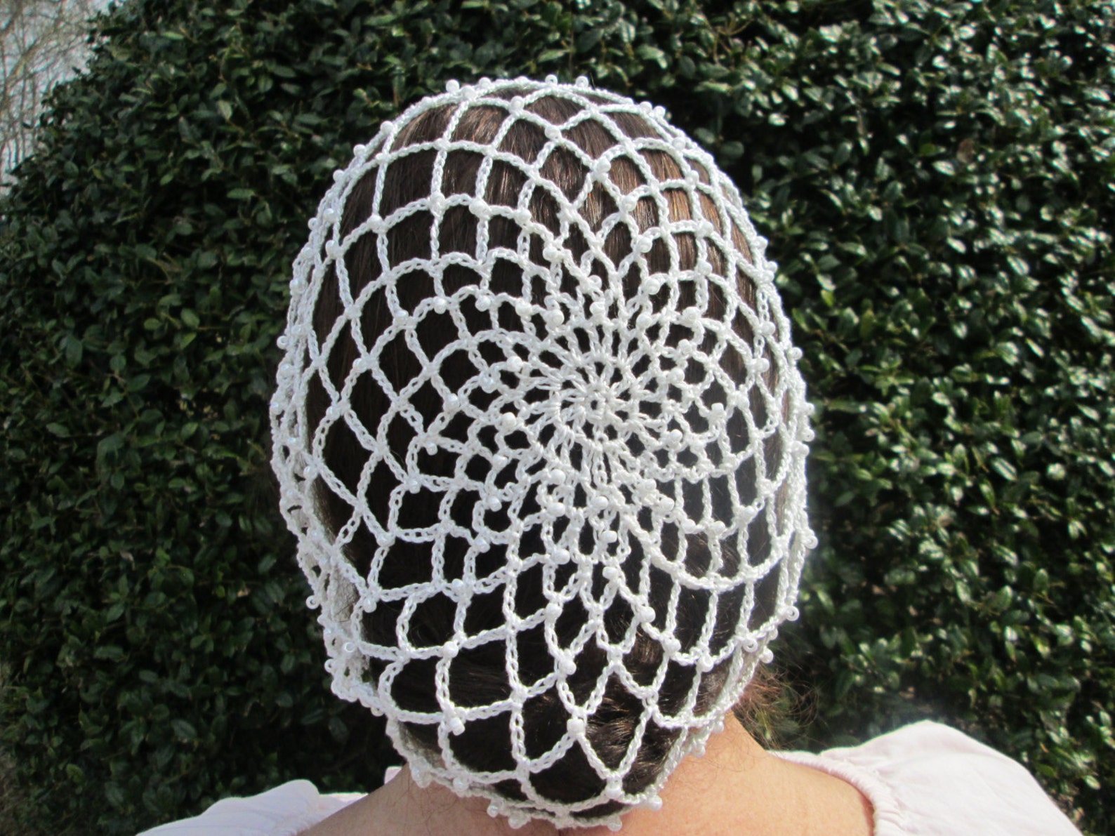 White Beaded Ladies Snood - Etsy