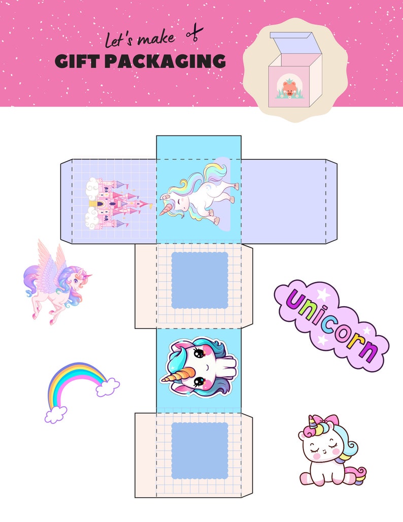 Printable Unicorn Cube Template - Etsy