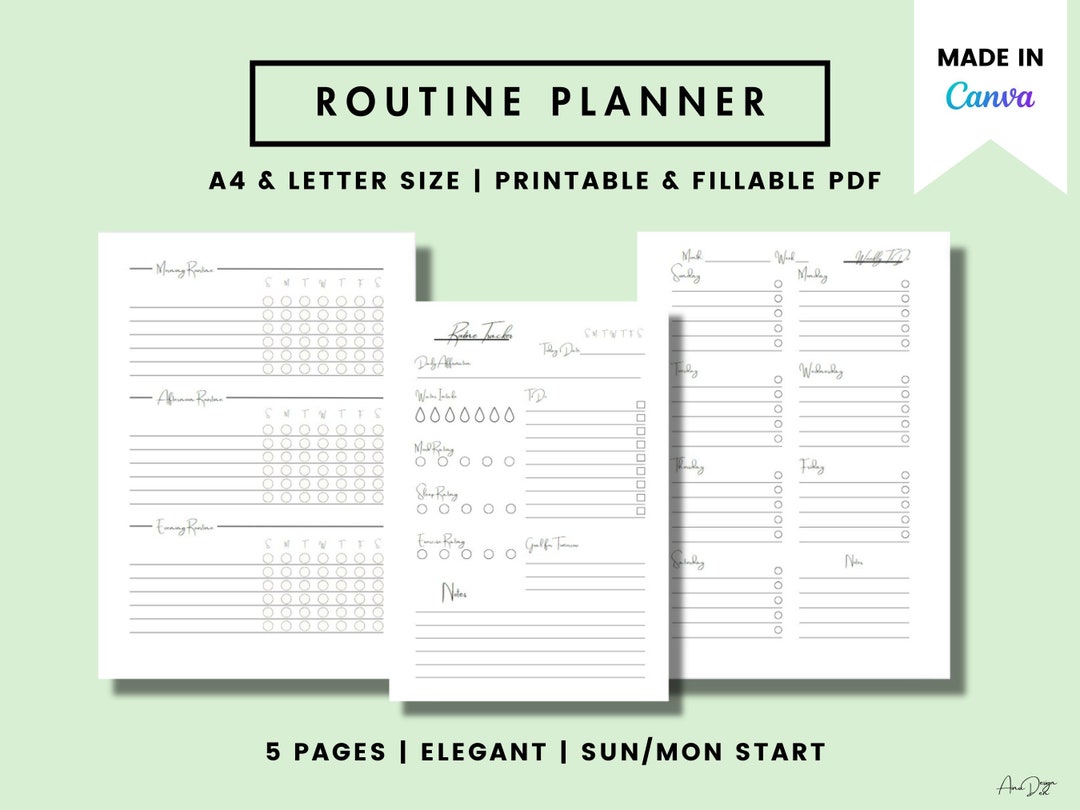 Routine Planner | Daily Routine | Weekly Routine Checklists | Morning ...