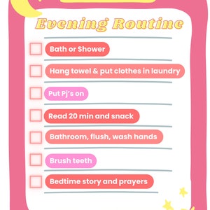 Evening Routine Checklist for Kids - Digital and Customizable (great ...