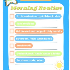 Morning Routine Checklist for Kids Digital and Customizable great for ...