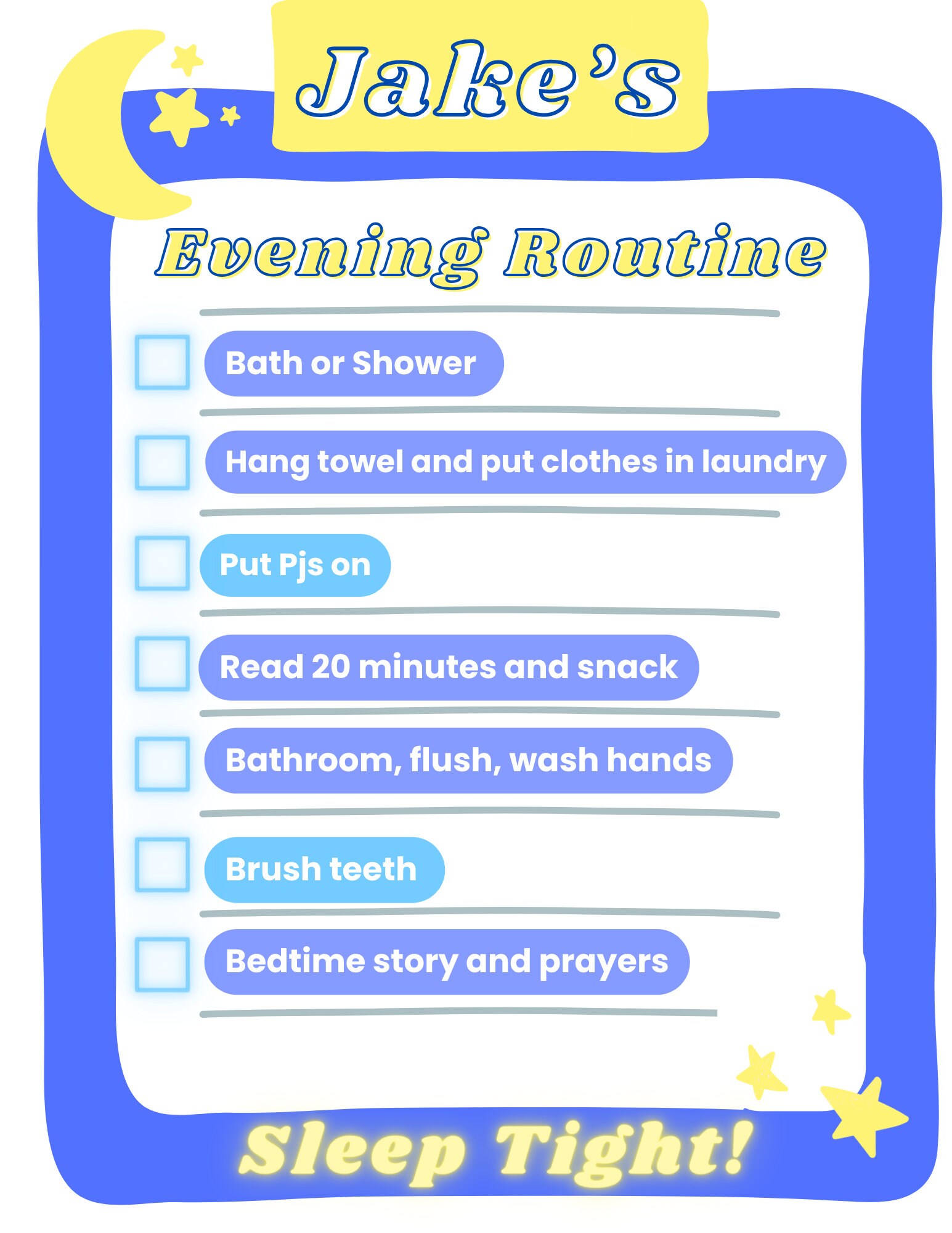 Evening Routine Checklist for Kids - Digital and Customizable (great ...