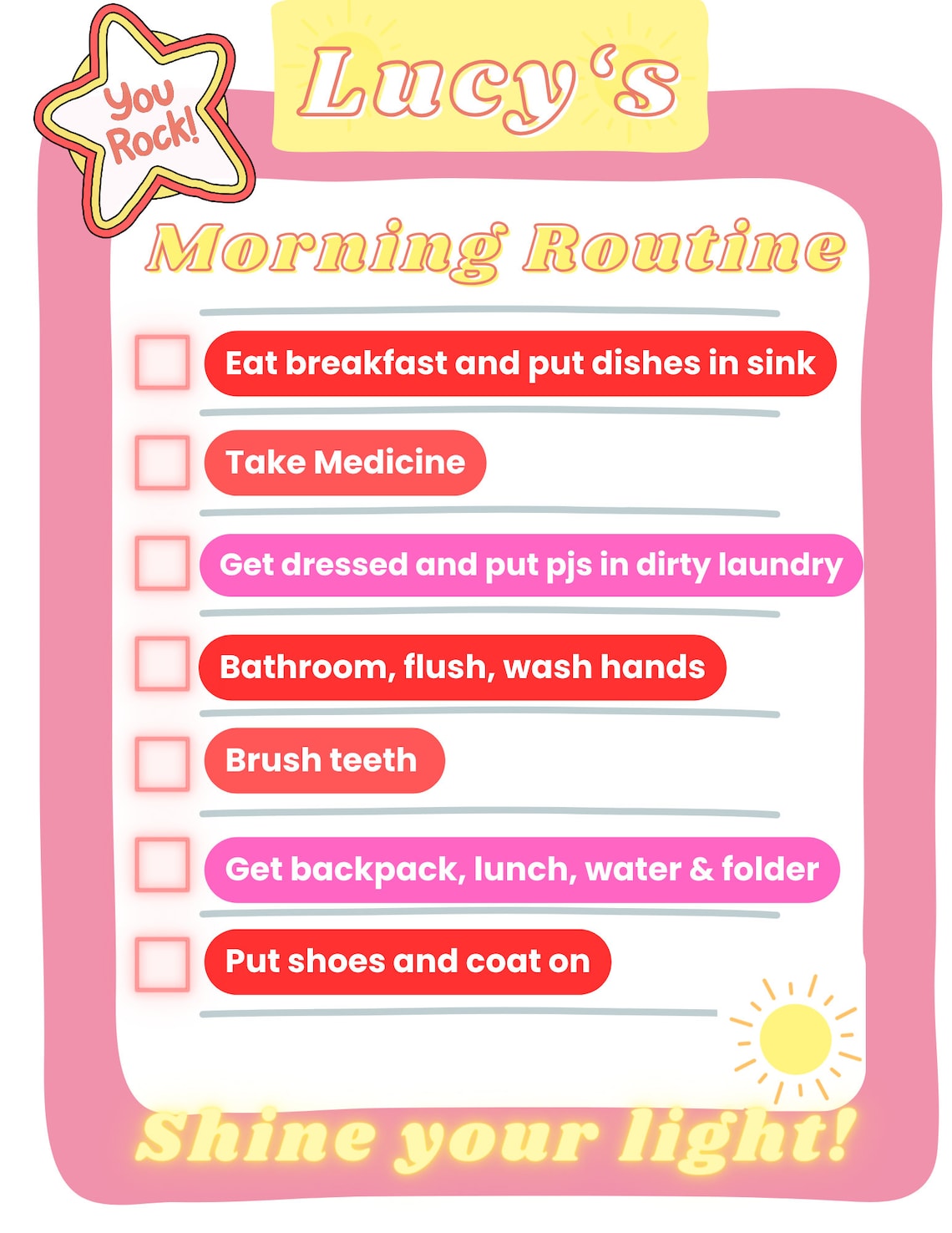 Morning Routine Checklist for Kids Digital and Customizable great for ...