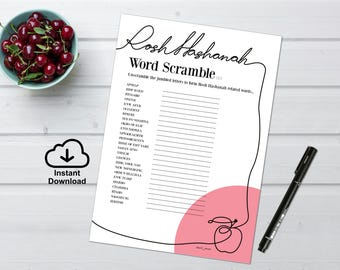 Rosh Hashanah Printable Word Search Jewish Party Games Rosh Hashanah ...