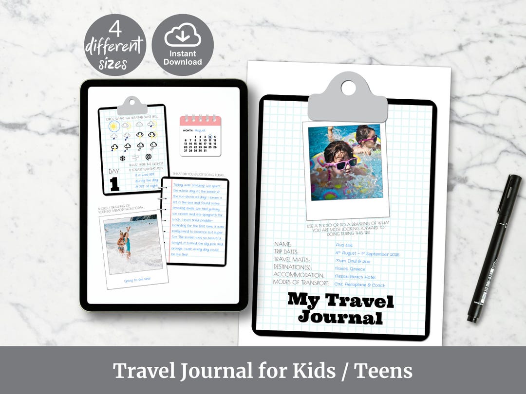 Printable Travel Journal for Kids, Family Adventure Journal, Holiday ...