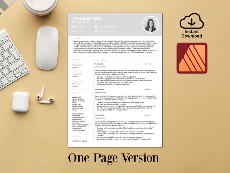 Affinity Publisher Resume Template Bundle: Editable Professional CV ...