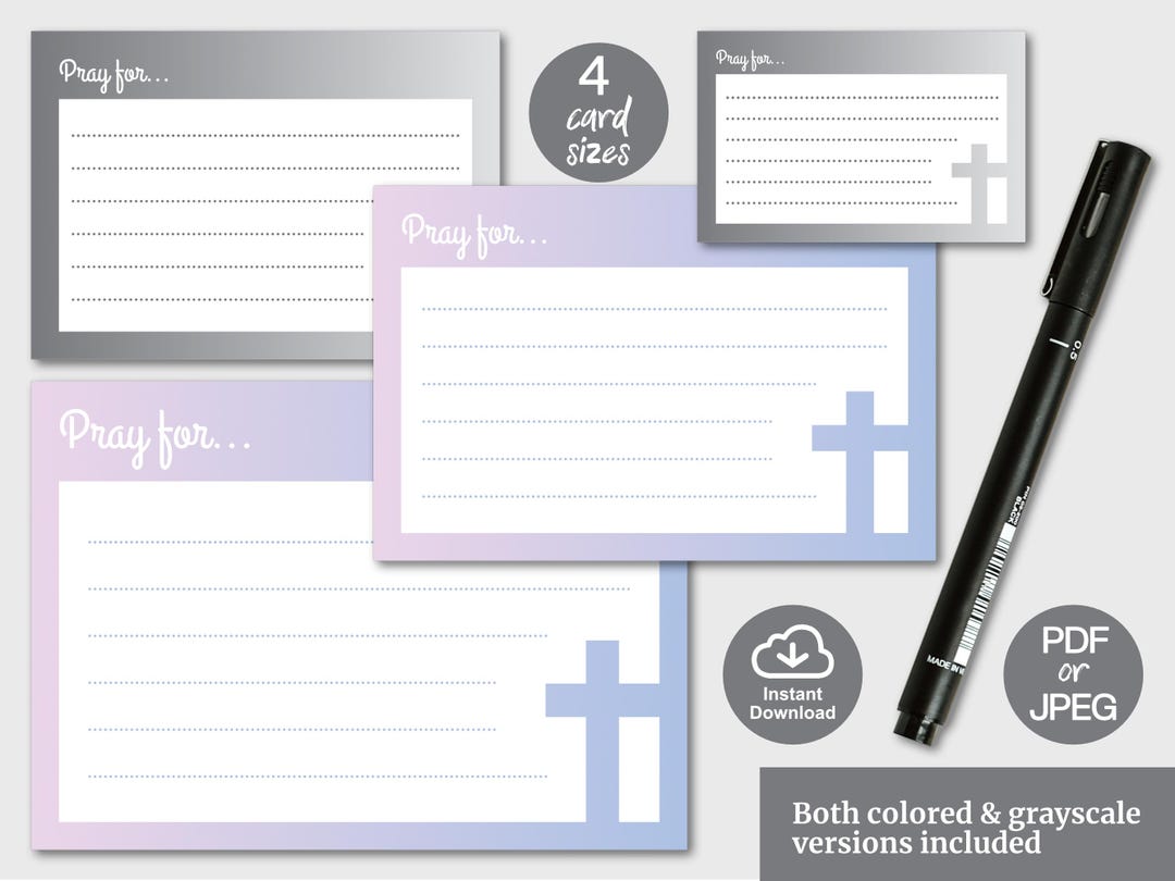 Prayer Request Cards Printable, Pink Prayer Card Digital, Purple Church ...