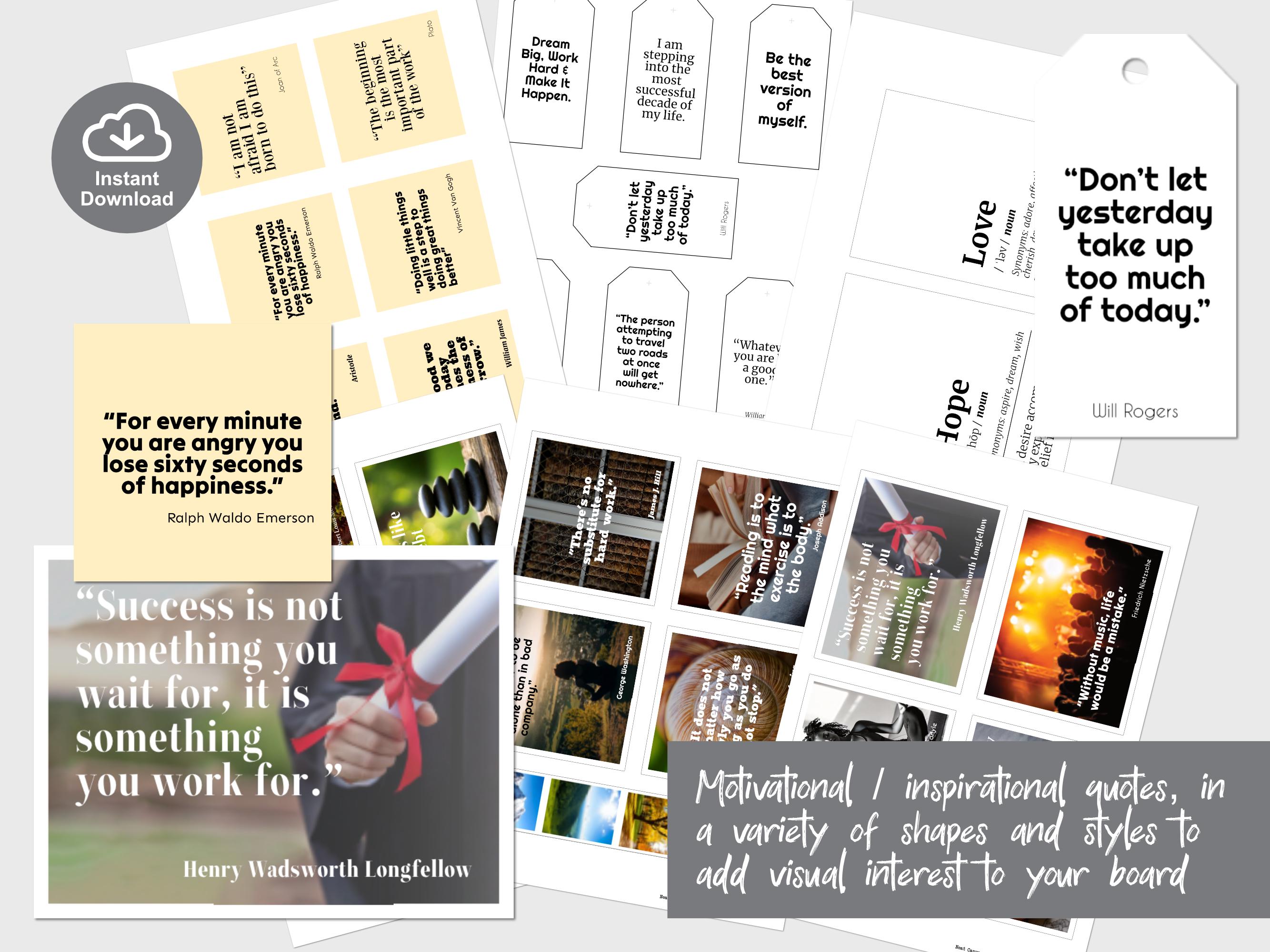 Printable Vision Board Kit: Motivational Collage Template (digital ...