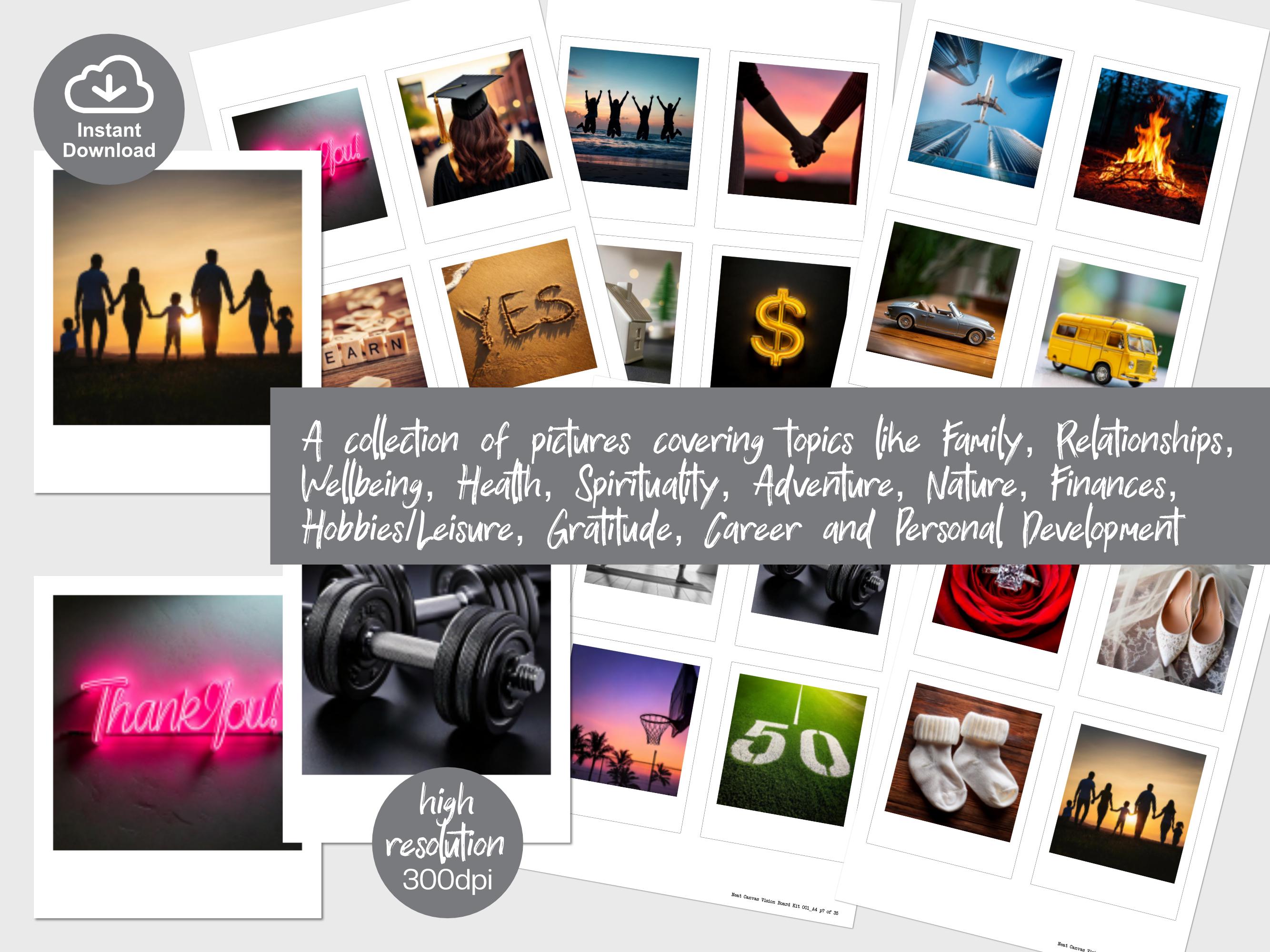 Printable Vision Board Kit: Motivational Collage Template (digital ...