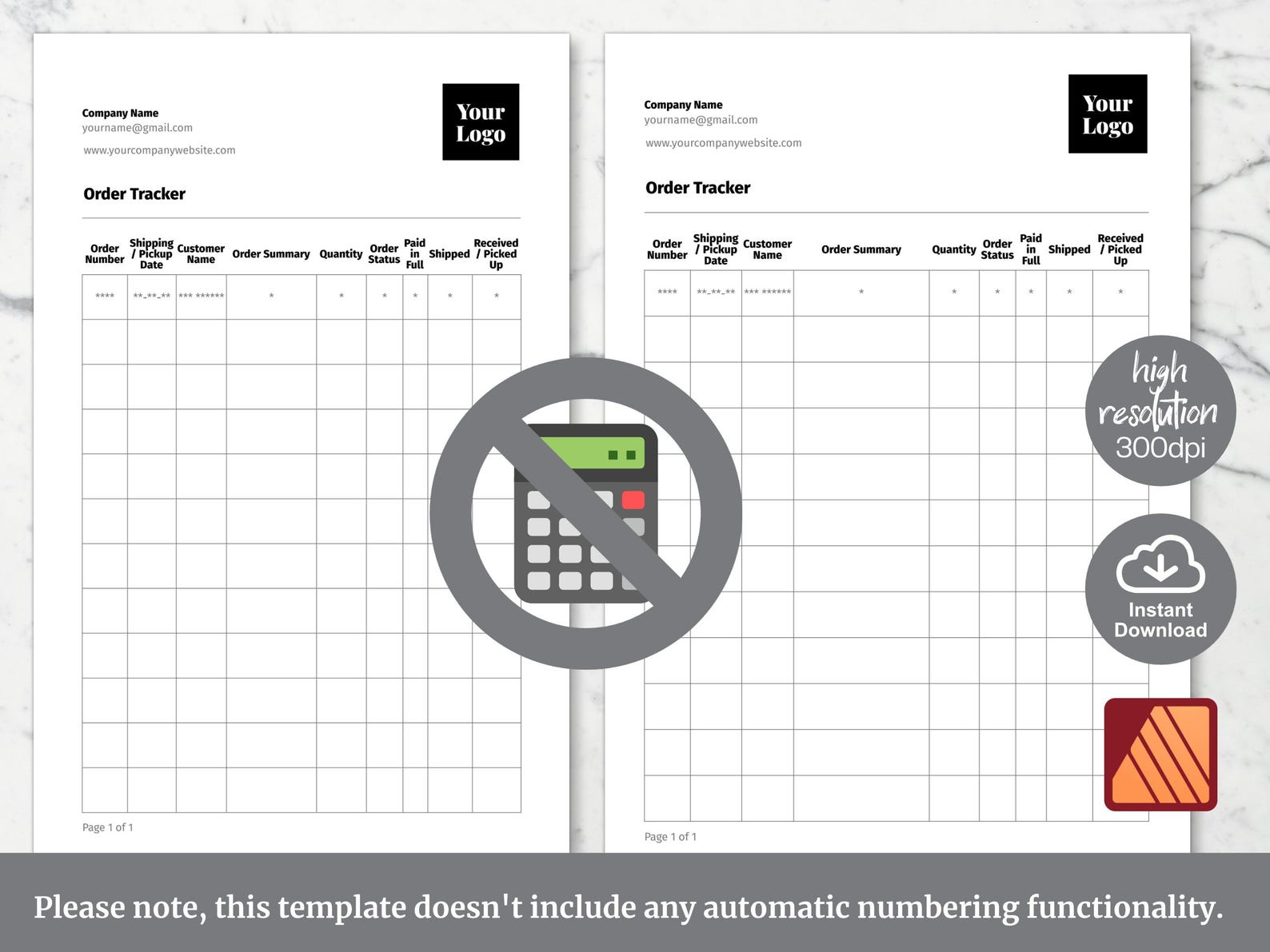 Affinity Publisher Editable Order Tracker Template, Custom Small ...