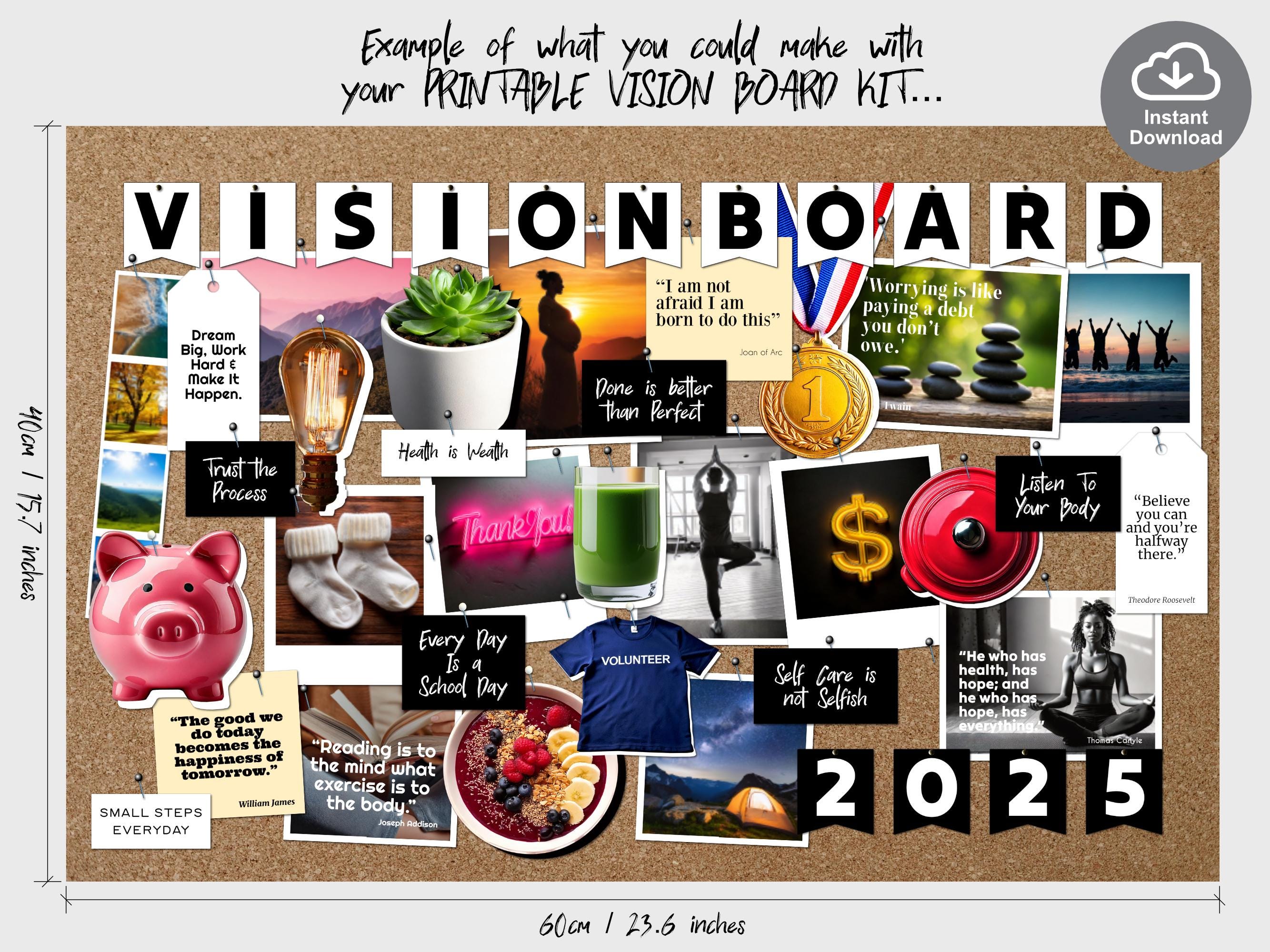 Digital Printable Vision Board Kit | Motivational / Inspirational ...