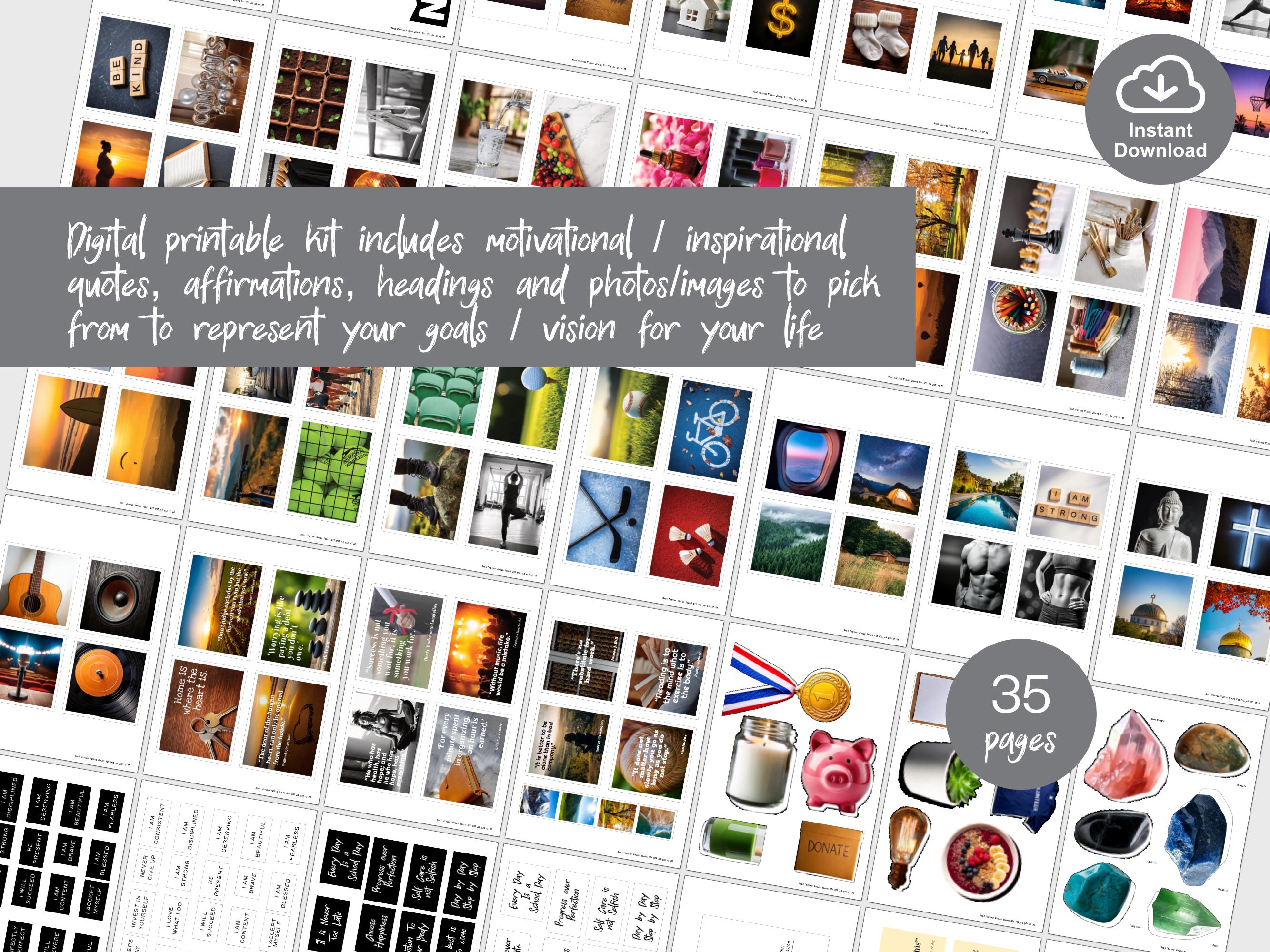 Printable Vision Board Kit: Motivational Collage Template (digital ...