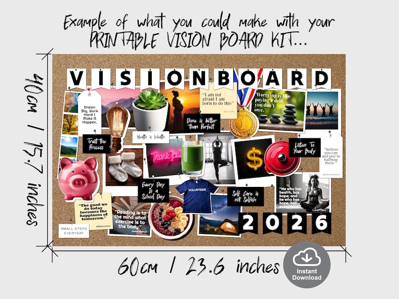 Printable Vision Board Kit: Motivational Collage Template (digital ...