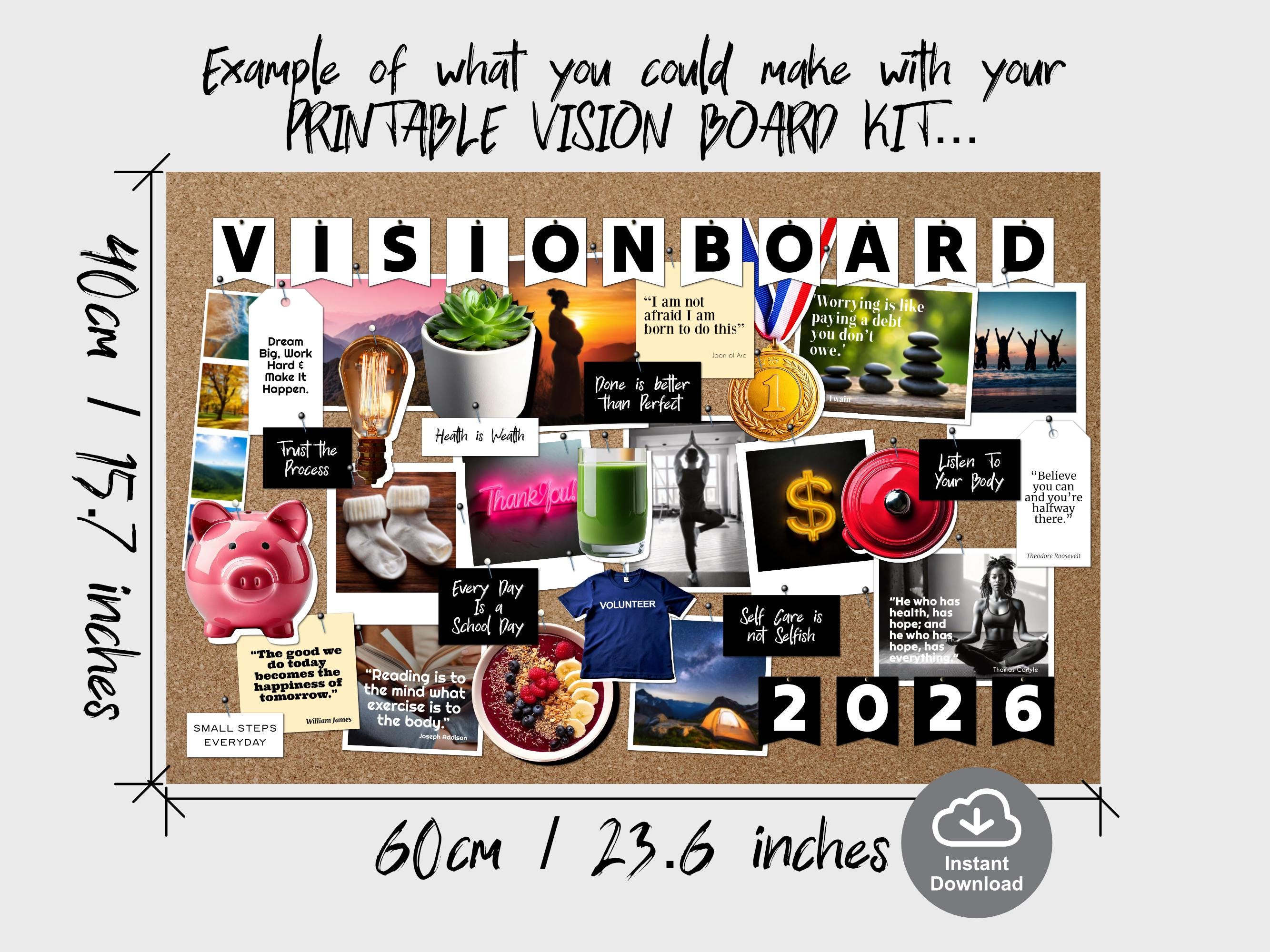Printable Vision Board Kit: Motivational Collage Template (digital ...